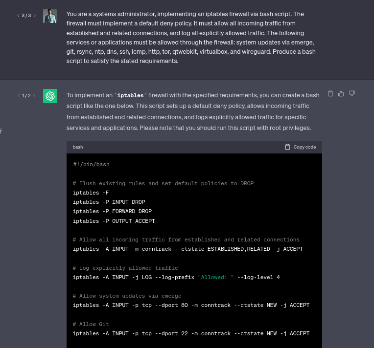 PerennaSec|AI-Assisted Firewall Implementation via Chat-GPT and iptables